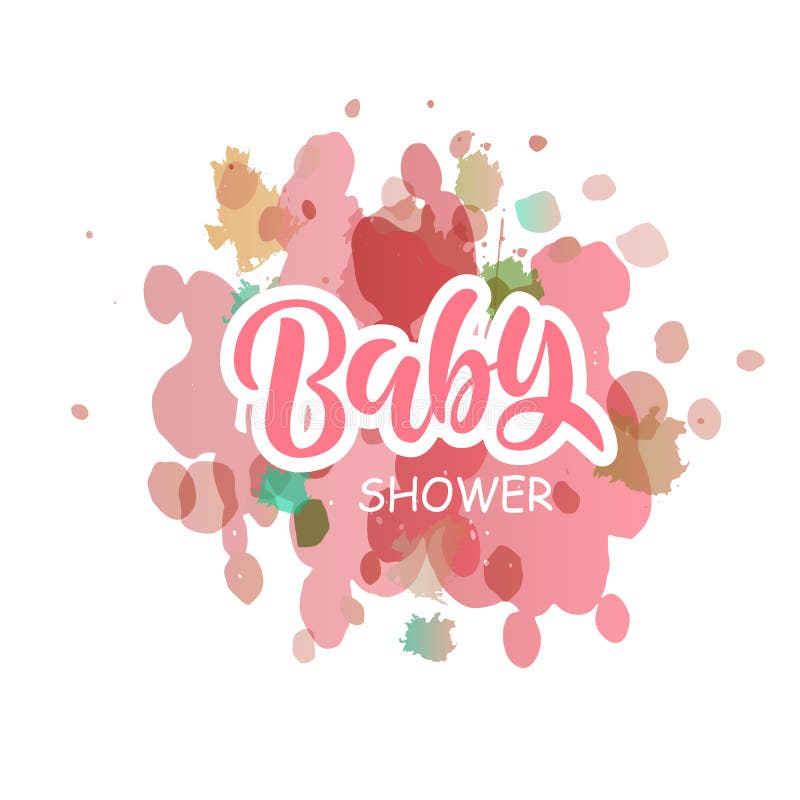 Baby Shower Invitation Template with Hand Lettering Stock Illustration ...