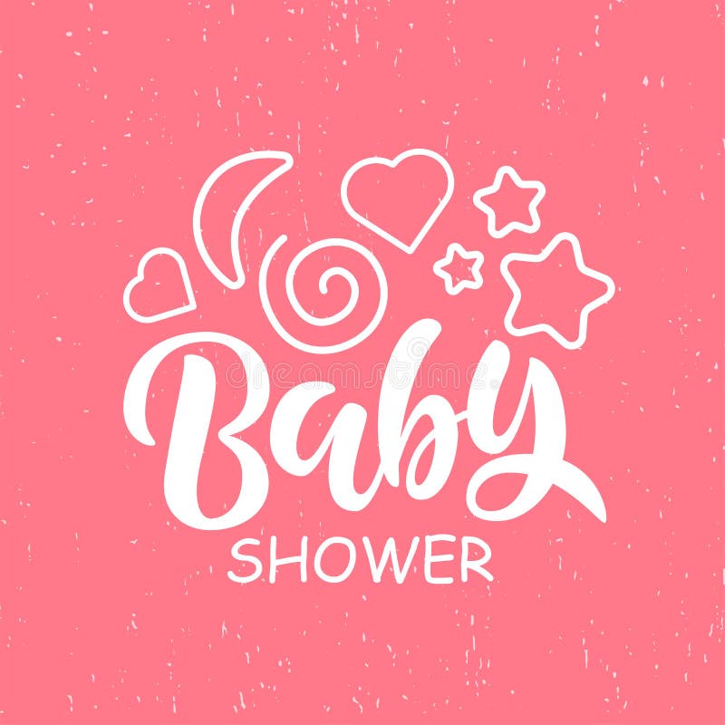 Baby Shower Invitation Template with Hand Lettering Stock Illustration ...