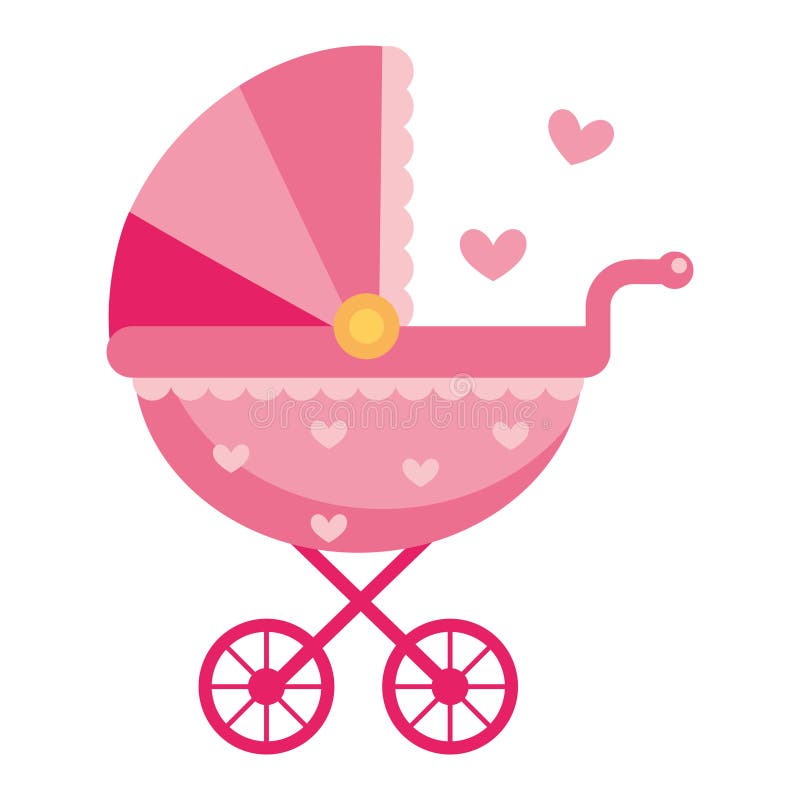 Baby shower pink pram stock vector. Illustration of child - 313865857