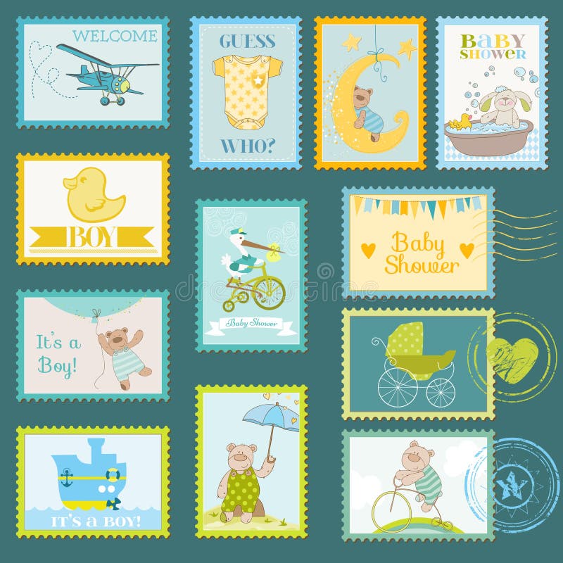 Sweet Postage Stamps Vector Set Stock Vector - Illustration of ...