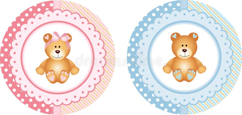 Baby Boy Round Frame Teddy Bear Stock Vector - Illustration of child ...