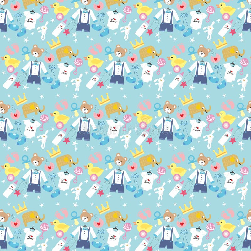 Baby Shower Seamless Pattern with Baby Elements Stock Vector ...