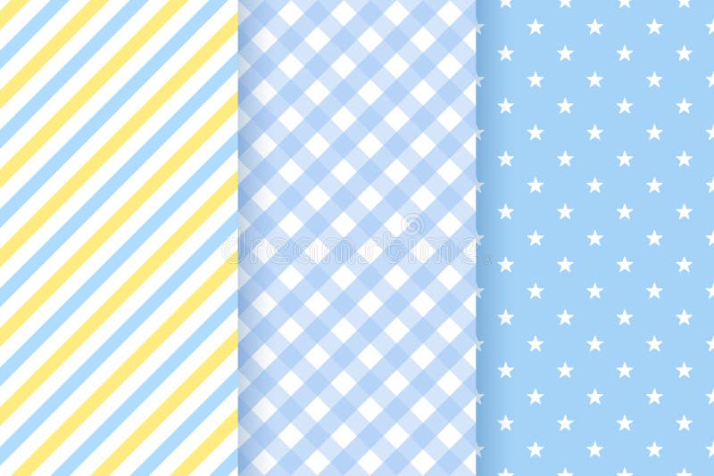 Seamless Baby Boy Pattern Blue Wallpaper Set Stock Illustrations ...