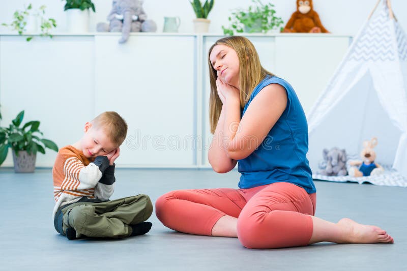 Baby Sign Language. Nonverbal Child Learning To Sign with the Help of a ...