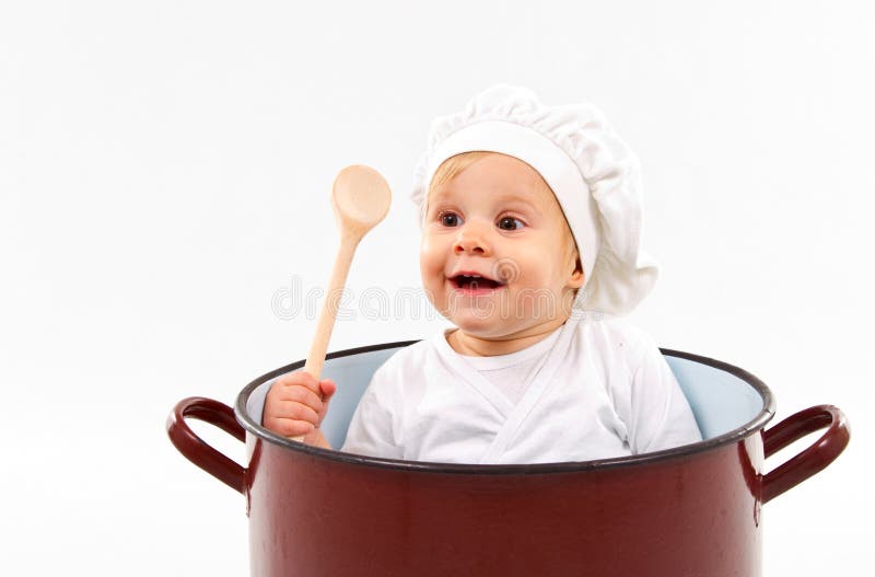Baby sitting inside a pot stock photo. Image of innocent - 40900572