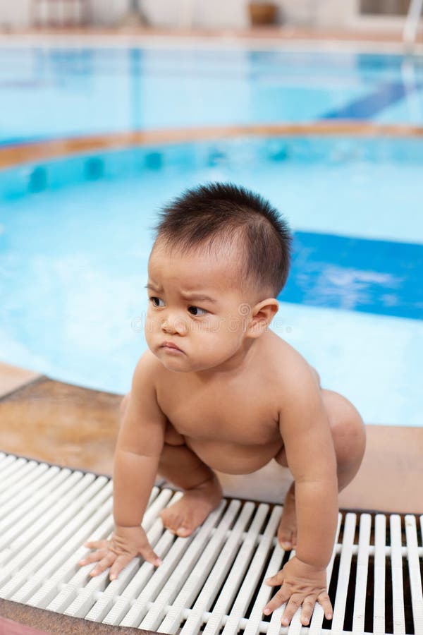 Baby Sitting Side of the Pool Stock Photo - Image of little, adorable ...