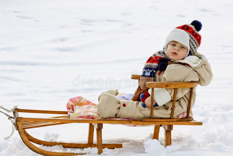 Baby sled stock image. Image of scarf, baby, caucasian - 23154339