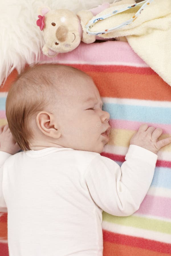 Baby sleeping on front stock image. Image of eyes, child - 43955263