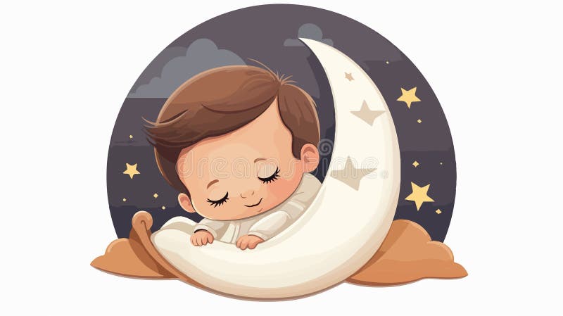 Baby Sleeping on Half Moon Artwork Stock Vector - Illustration of ...