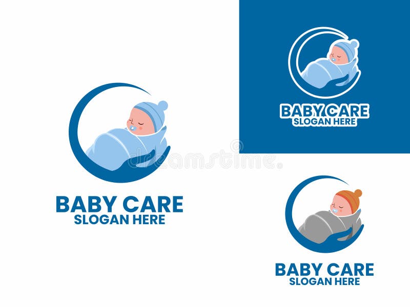 Baby Sleeping with Hand Care Logo Design Vector. Baby Care Logo Icon ...