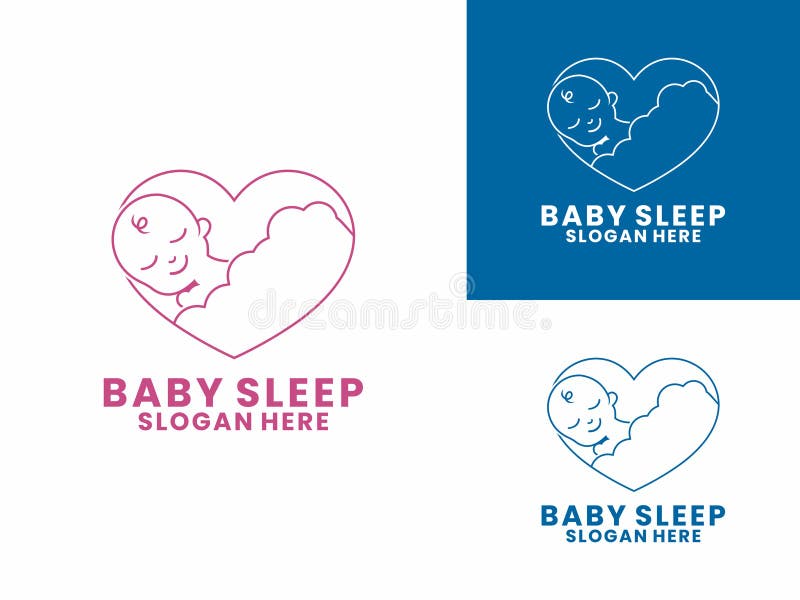 Baby Sleeping with Heart and Cloud Logo Design Vector Template. Baby ...