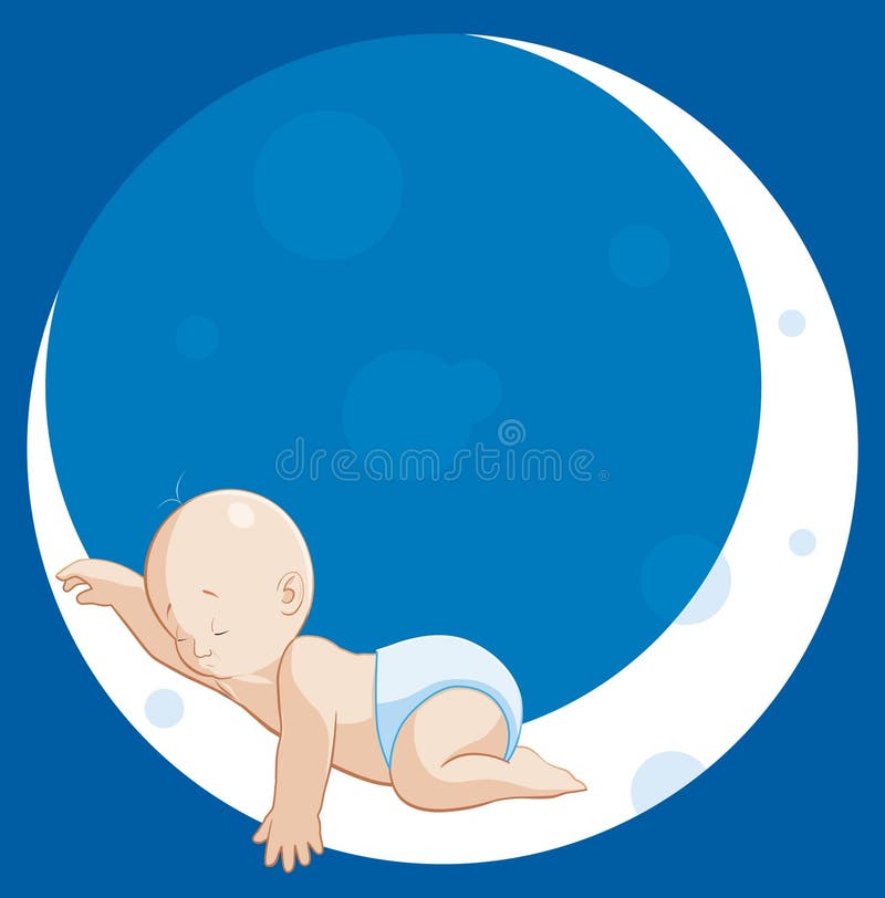 Sleeping Baby on the Moon stock vector. Illustration of blanket - 36489602