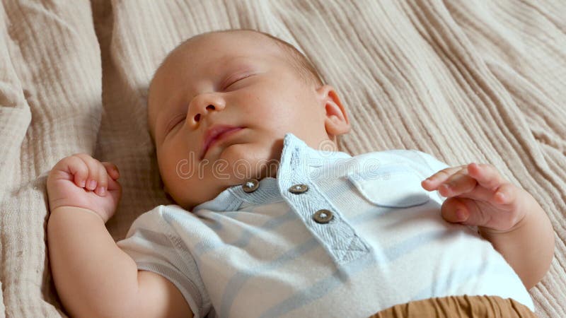 Baby is Sleeping. Newborn Baby Sleeping at Home Bed. Healthy Sleep ...