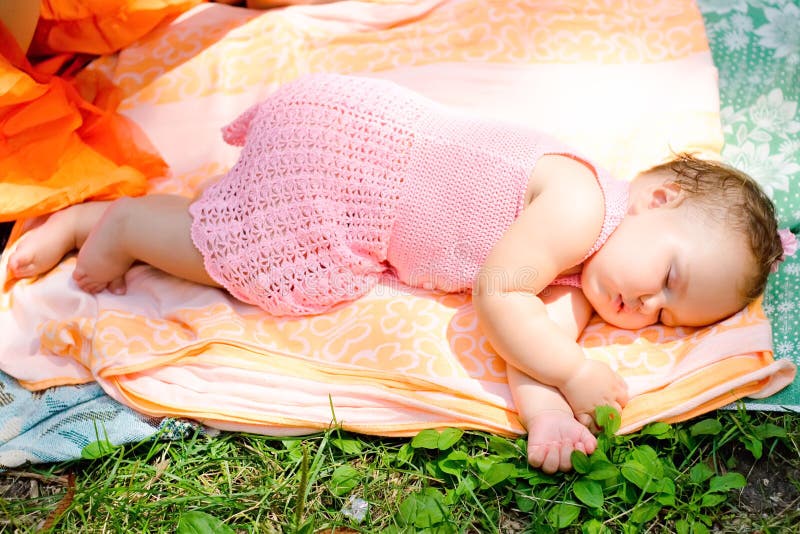 Baby Sleeping in the Open Air Stock Image - Image of hand, child: 23869159