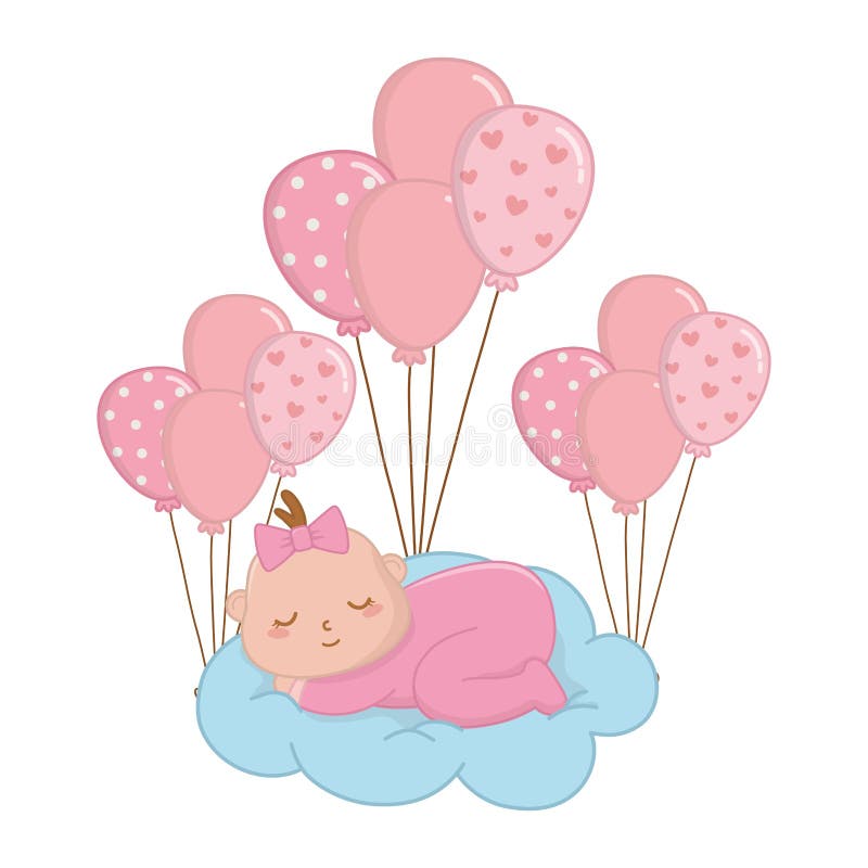 Baby Sleeping Over a Cloud Vector Illustration Stock Vector ...