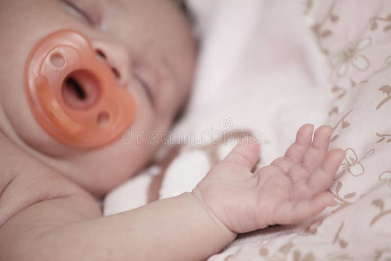 Baby Sleeping with a Pacifier Stock Image - Image of infant, sleep ...