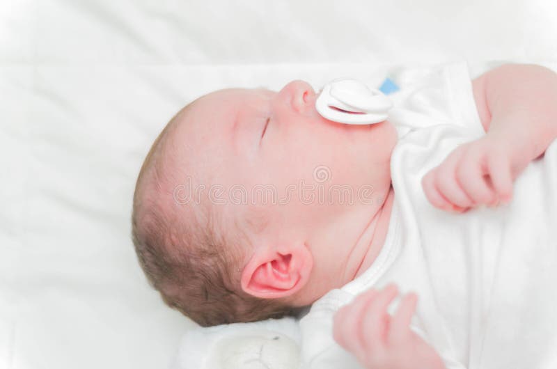 Baby Sleeping with Pacifier in Mouth Stock Photo - Image of beautiful ...