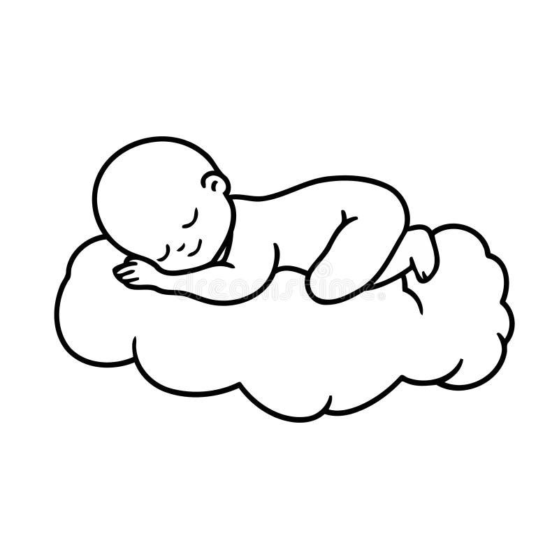 Baby Sleeping Peacefully on Cloud Vector. Stock Vector - Illustration ...