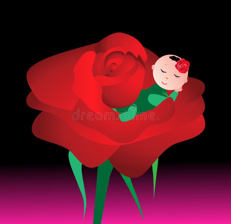 Baby sleeping in rose stock vector. Illustration of life - 31286972