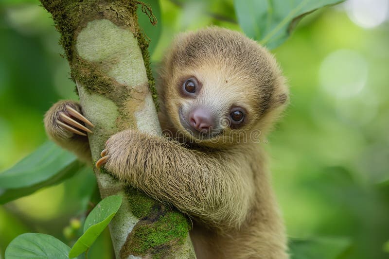 Baby Sloth on Tree in Forest Environment. the Image is Generated with ...