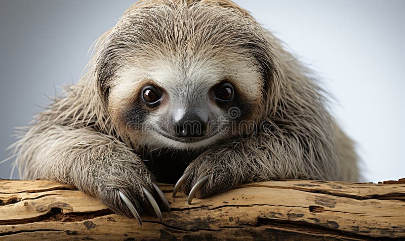 Baby Sloth Sitting on Tree Branch Stock Image - Image of fluffy ...