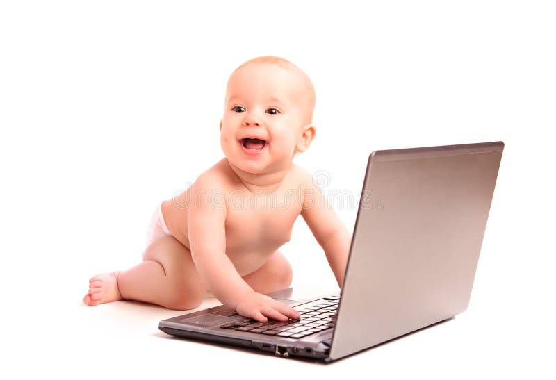 Baby computer genious stock image. Image of learn, toddler - 3607563