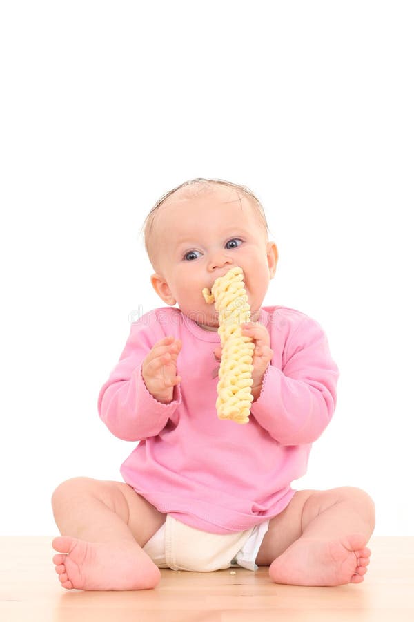 Baby and snack stock image. Image of months, small, happy - 3320149
