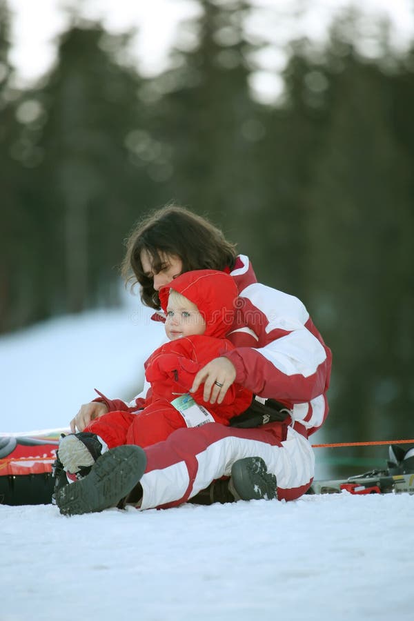 Baby in snow stock image. Image of sled, hide, youth - 10802257