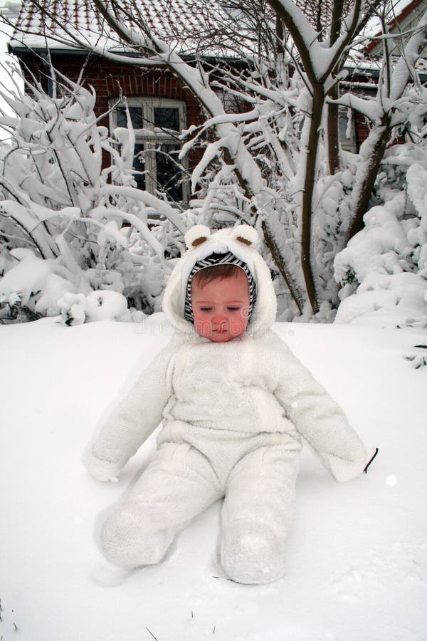 Winter baby in snow stock image. Image of security, rest - 20673463