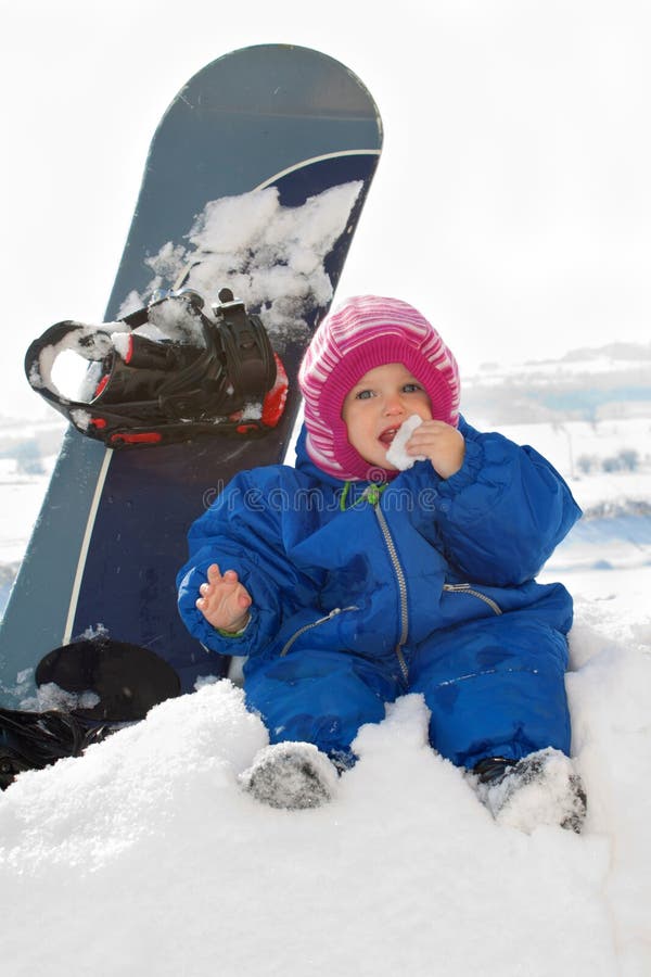 Red Baby Snowboard stock photo. Image of snow, brown - 57070616