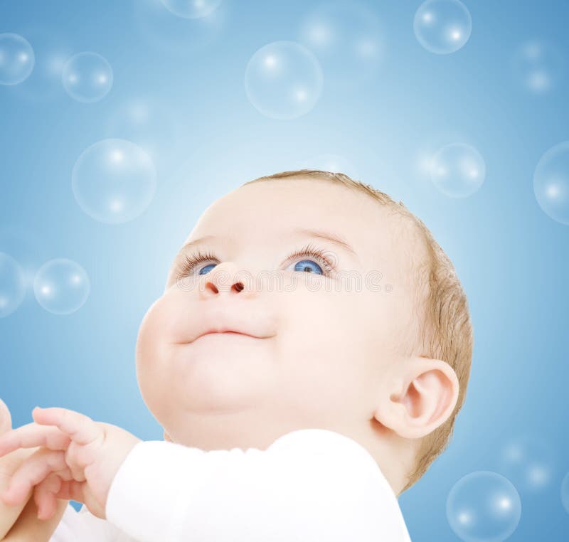 Baby with soap bubbles stock image. Image of baby, caucasian - 38617775
