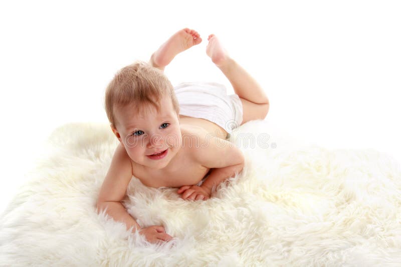 Baby on a soft rug stock image. Image of cheerful, child - 7095271