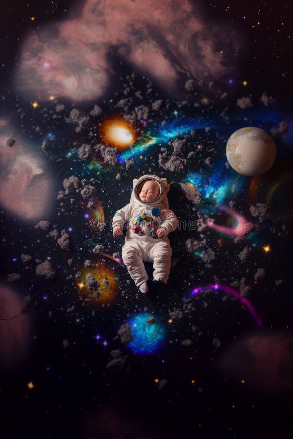 Baby in Space, Spaceman. Dream, Exploration Concept. Newborn. AI ...