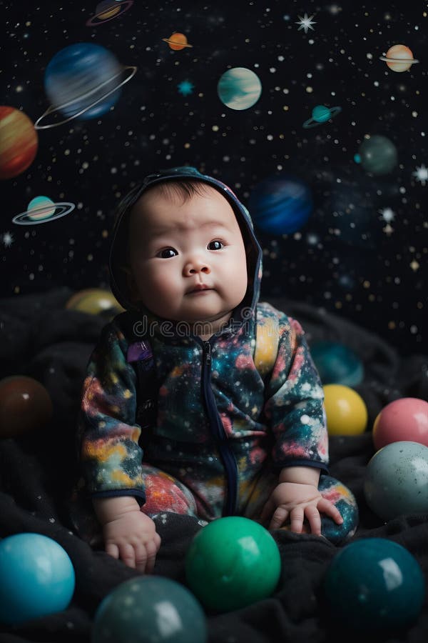 Baby in Space, Spaceman. Dream, Exploration Concept. Newborn. AI ...