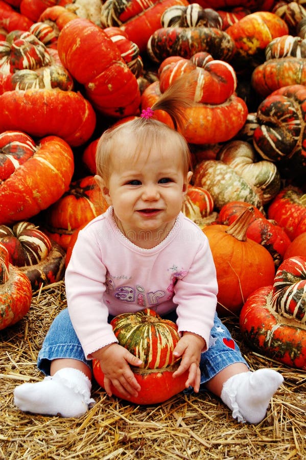 Baby with Squash stock image. Image of happy, baby, patch - 1920617