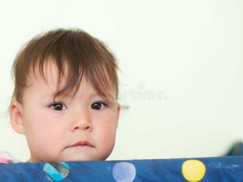 Baby Standing in Playpen stock photo. Image of face, closeup - 26628804
