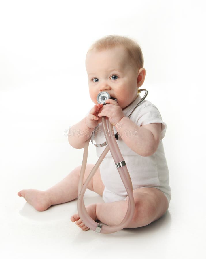 Baby with stethoscope stock image. Image of checkup, cheerful - 19555977