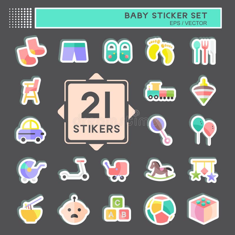 Baby Sticker Set. Suitable for Education Symbol. Simple Design Editable ...