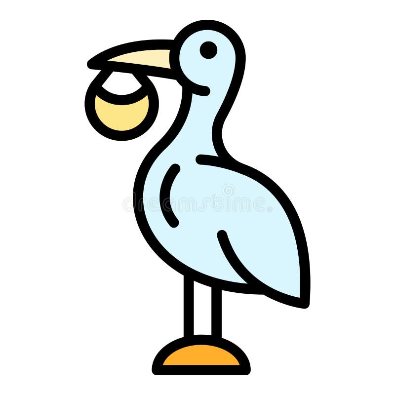 Baby Stork Icon Color Outline Vector Stock Vector - Illustration of ...