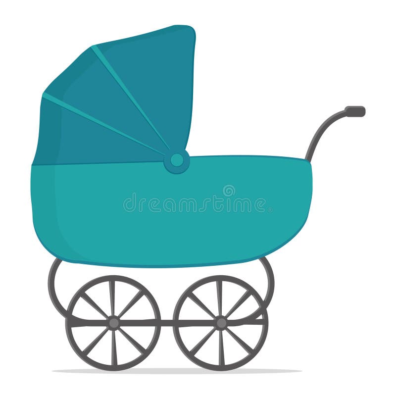 Baby Stroller in Blue, Isolated Cartoon-style Illustration Stock ...