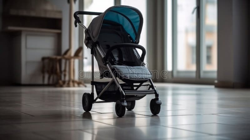 Baby Stroller Indoor. Empty Place for Text. Front View Stock ...