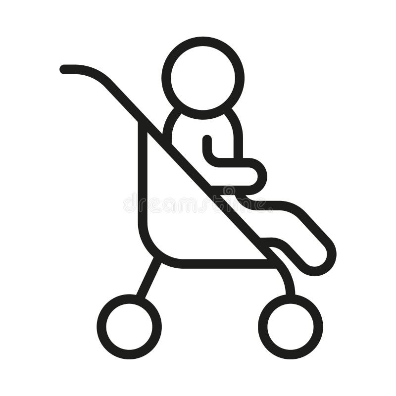 Baby Stroller, Line Icon. Child in Carriage Stock Vector - Illustration ...