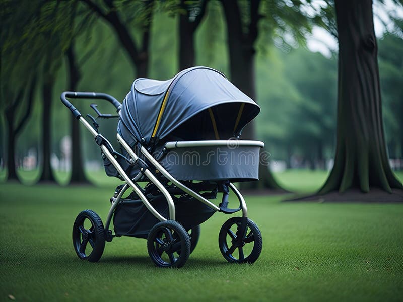 Baby Stroller in a Park. Ai Generative Stock Illustration ...