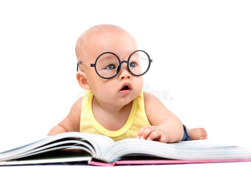 Baby reading book stock photo. Image of reading, beautiful - 104228150