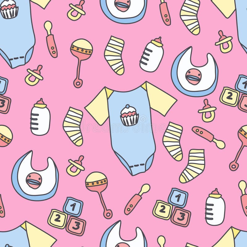 Baby Stuff Pattern stock illustration. Illustration of motif - 54028080
