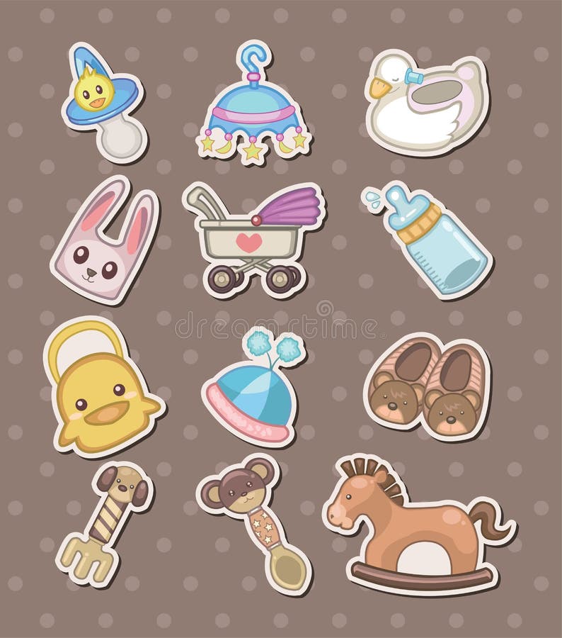 Baby stuff stickers stock vector. Illustration of pacifier - 26071436