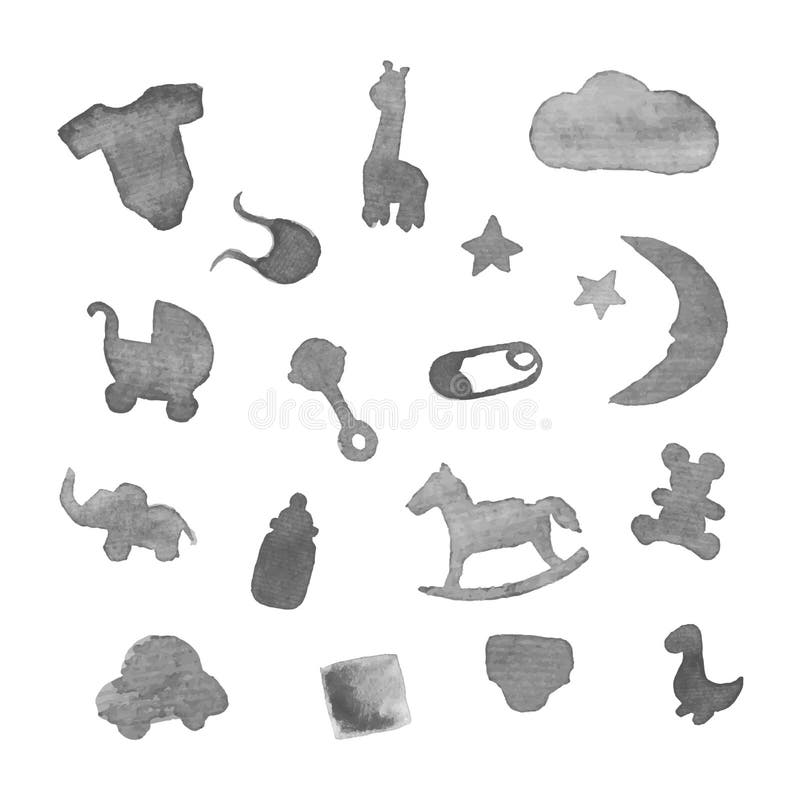 Baby Stuff Watercolor Design Elements Stock Illustration - Illustration ...