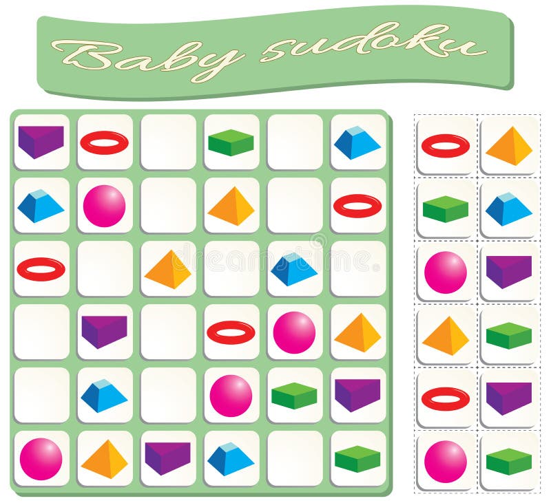 Baby Sudoku with Colorful Geometric Shapes Stock Vector - Illustration ... Baby Sudoku with Colorful Geometric Shapes Stock Vector - Illustration ...