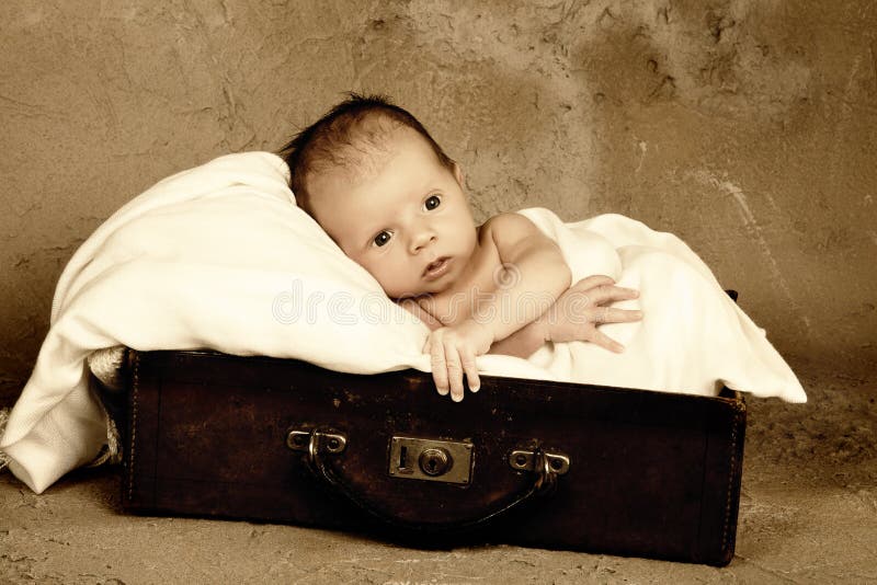 Baby in a suitcase stock photo. Image of journey, open - 21277830