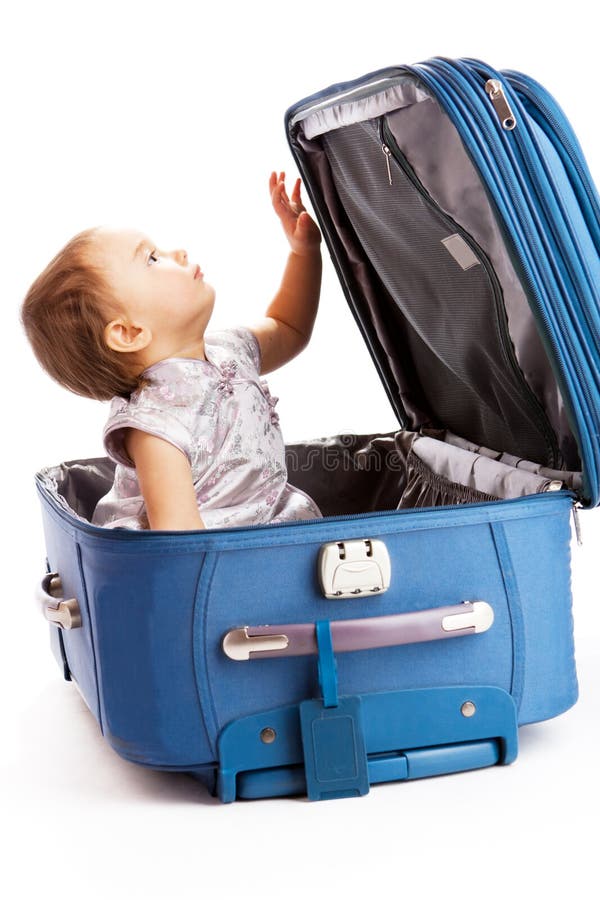 Baby in suitcase stock photo. Image of caucasian, blue - 9140722